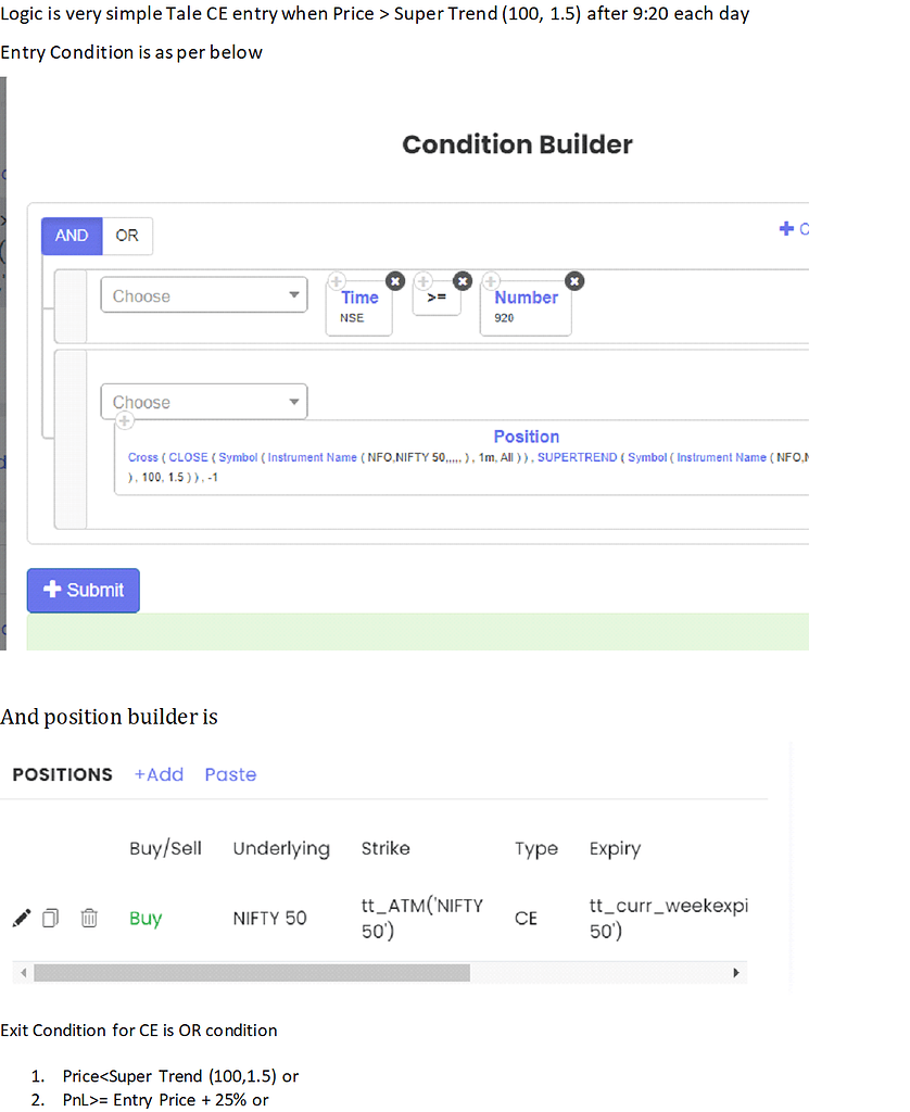 Super trend Strategy not working - Strategy - Tradetron QnA